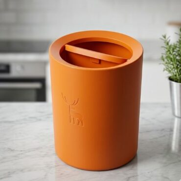Modern Swing-Top Waste Bin — Vibrant Orange Plastic Design - NeatFlow
